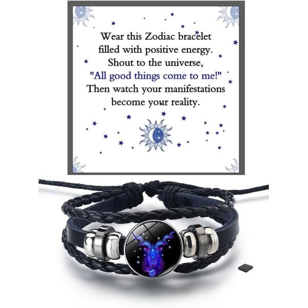 商品名LIU JUN Zodiac Signs Spirit Bracelet For Women, Multilayer Adjustable Twelve 12 Constellation Leather Handmade Woven ...