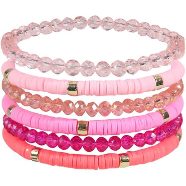 商品名COLORFUL BLING ビニールディスク ポリマービーズ ストレッチブレスレットセット ボヘミアン 夏 ビーチ クリスタル ストランド 重ね付け可能なブレスレット レディース ガールズ, adjustable, ビニール, ビニ...