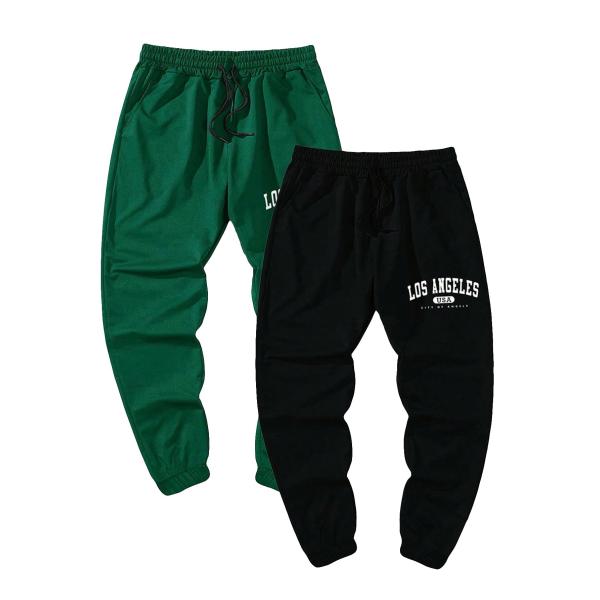 商品名: WDIRARA メンズ 2ピース レターグラフィックプリント ドローストリングウエスト スウェットパンツ ポケット付き ジョガー, マルチカラー, Medium WDIRARA Men's 2 Piece Letter Graph...