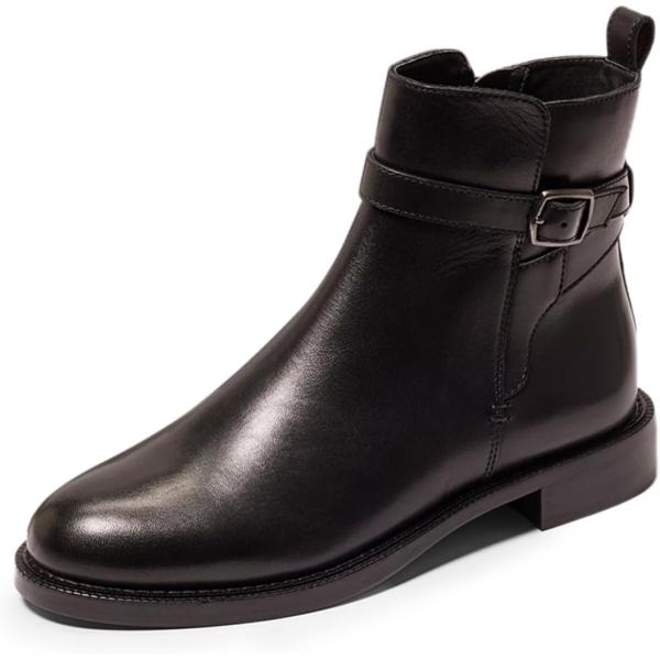 商品名miss left Women Classic Cross Strappy Ankle Boots Closed Round Toe Side Zipper Flat Short Booties Trendy Winter Daily...