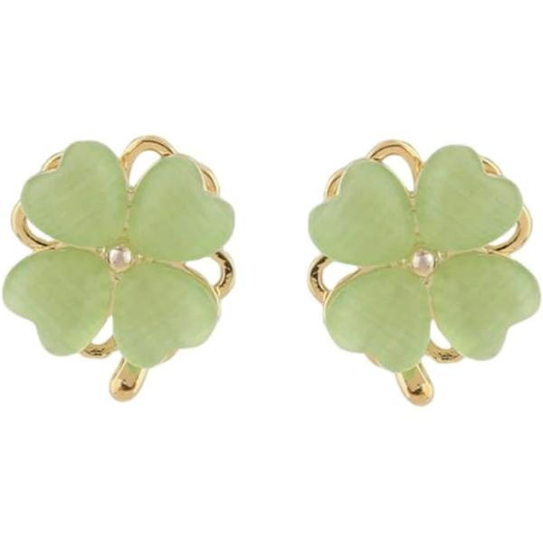 商品名グリーンクローバー フラワーイヤリング レディース ガールズ 925スターリングシルバー ポストピン 低刺激性 キャットアイ 誕生石 回転ラブハート 4つ葉 シャムロック かわいい 小さなスタッド イヤリング 上品 ラッキー ホリデー...