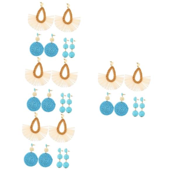 商品名:  Abaodam 12 Pairs Rattan Earrings Earrings Girl Earring Trendy Hoop Drop Dangle Earring Raffia Earrings Beach Acces...