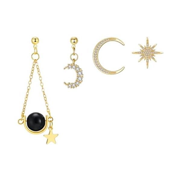 商品名4pcs/set Women Girls Moon Star Asymmetrical Drop Dangle Earrings Studs Xmas Gift charm originalブランド：generic商品サイズ：商品番号...