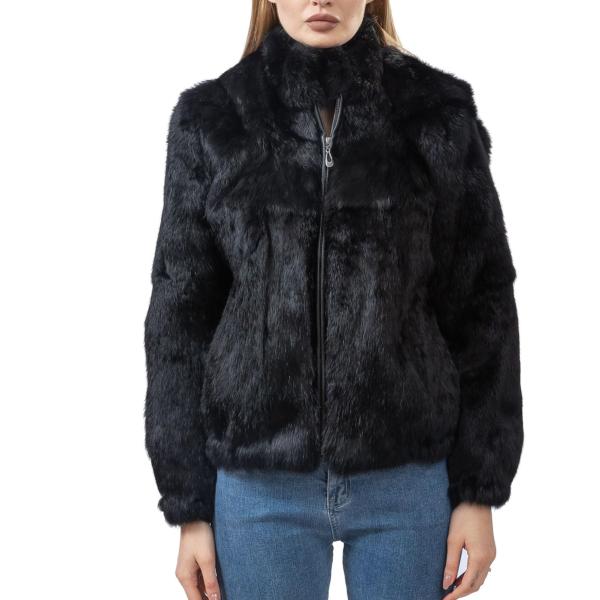 商品名:  LVCOMEFF Women Natural Rabbit Fur Coat With Hood Jacket With High Collar Furry Winter Outwear (US, Alpha, XX-Large...