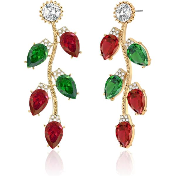 商品名INNERDIVA クリスマステーマイヤリング ジンジャーブレッドマン クリスマスツリー クリスマスハット ガーランド 鹿 カラフルな電球イヤリング クリスマスジュエリーギフト, M, 真鍮, 宝石なしINNERDIVA Colorf...