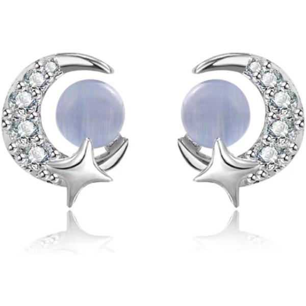 商品名Helzel スターリングシルバー スタッド 月 星/ムーンストーン / ジルコニア イヤリング ジュエリー レディース ガールズ, スターリングシルバー, 宝石なしHelzel Moon Star Stud Earrings Ste...