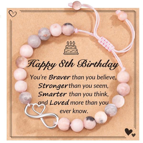 商品名ASKRAIN 4-16歳 誕生日プレゼント ティーンガール向け インフィニティハート ピンクゼブラ 天然石ブレスレット ティーンガールズ 娘 孫娘 姪 卒業式 クリスマスギフト ティーン&amp;ガールズ向け, One Size, ...