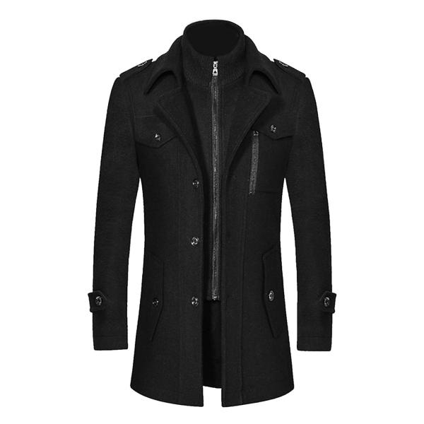 商品名:  AITEQY Business Casual Wool Blend Coat for Men with Layered Collar Big and Tall Pea Coats Band Collar Trench Coat ...