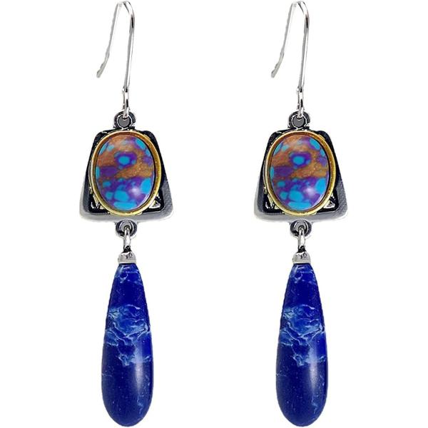 商品名1 Pair Women Earrings,Fashionable Faux Blue Stone Temperament Jewelry All Match Lightweight Hook Earrings for Wedding...