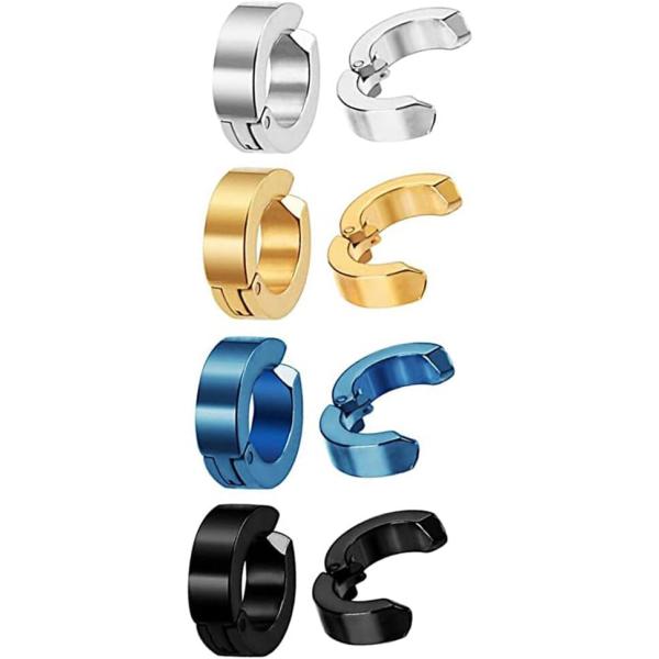 商品名8 Pieces Non-Piercing Earrings Ear Clip Fake Ear Hoops for Men and Women Stainless Steel Convenient and attractiveブラン...