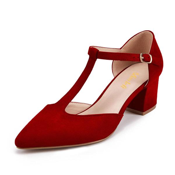 商品名:  miss left Women Pointed Toe Mary Jane Pumps Adjustable T-Strap D'Orsay Low Block Chunky Heels Comfy Party Work Dre...