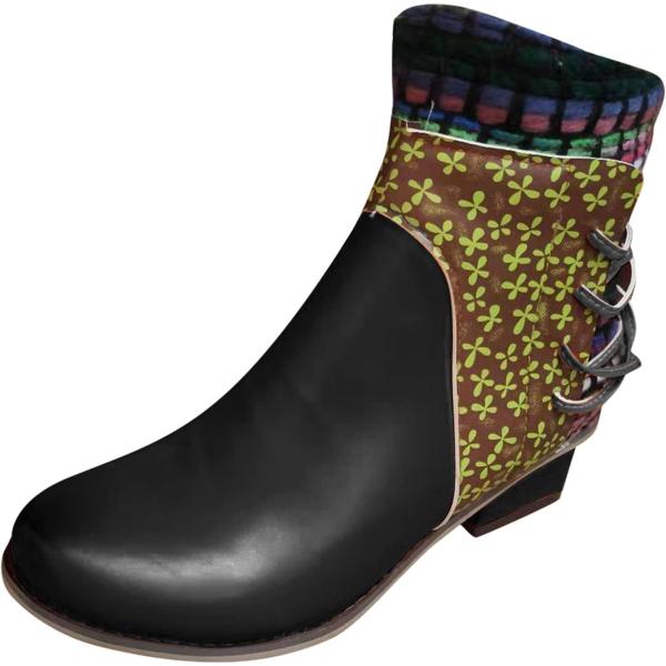 商品名SBGMoSJ Ankle Boots for Women No Heel Wide Toe Women's Black Ankle Boots Wide Width Blowfish Wedge Booties for Women ...