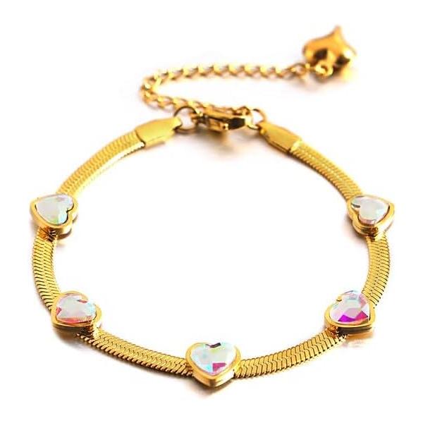 商品名Trendy Snake Bone Chain Niche Heart Charm Bracelet For Women Simple Gold Silver Color Bracelet Stainless Steel Jewelr...