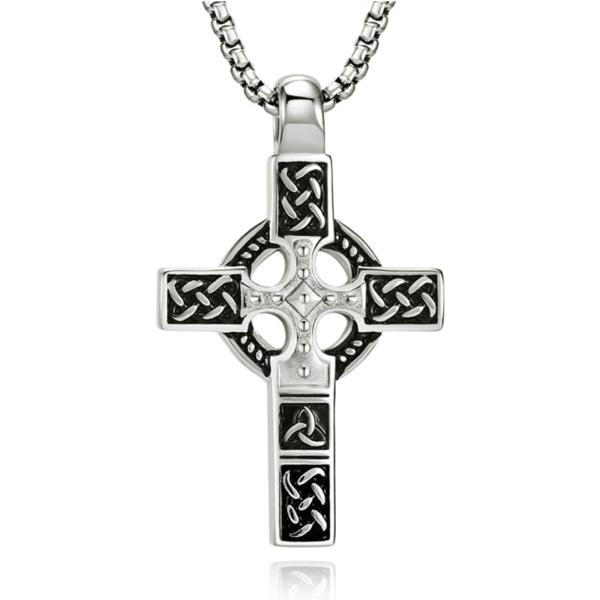 商品名Helzel メンズ ステンレススチール アイリッシュケルトノット クロスネックレス - 祈りの十字架ペンダント - 誕生日 記念日 父の日 クリスマスギフトに最適, ステンレス鋼, 宝石なしHelzel Men's Stainles...