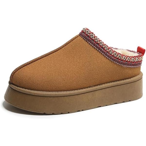 商品名DAVBIR Women's Slippers Thick-soled Mini Boots Short Ankle Boots Fur-Fleece Lined Sneakers Home Slippers Warm Non-Sli...