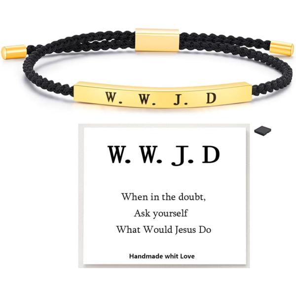 商品名LIU JUN WWJD ブレスレット チューブブレスレット 女性用 What Would Jesus Do 調節可能 手編み ラップ ステンレススチール 娘/親友へのインスピレーションギフト ティーンガールズジュエリー, M, ナイ...
