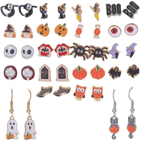 商品名ASHMITA 20組 ハロウィンスタッドピアスセット パンプキンクモ コウモリ 黒猫 幽霊 魔女 キャンディ 不気味な秋 スカル ドロップイヤリングセット ジュエリーギフト レディース ガールズ, ドリップグレージング, ドリップグ...