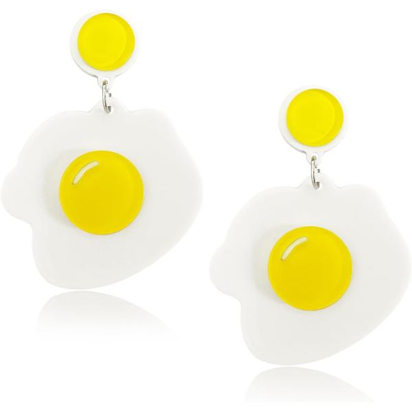 商品名おもしろ目玉焼き イヤリング レディース ガールズ アクリル製 卵 スタッド イヤリング ファッション ジオメトリ 卵黄 卵 ケーキ 目玉焼き イヤリング キッチン 料理 ステートメント ジュエリー ギフト, 亜鉛, 銅Funny F...