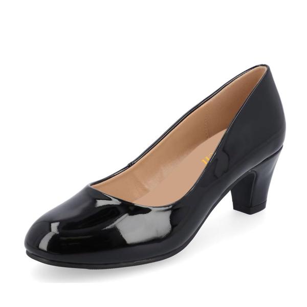 商品名:  miss left Women Formal Low Heel Closed Rounded Toe Pumps Chunky Block Heeled Slip On Classic Work Office Shiny Sho...