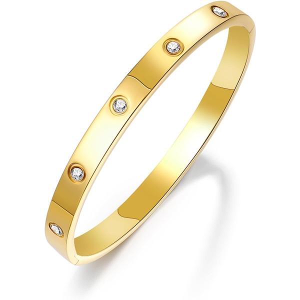 商品名A Golden Cloud Gold Bangle Bracelet For Women Cuff Plated Filled Chunky Stainless Steel Cubic Zirconia Bracelets Tren...