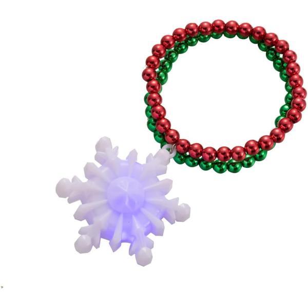 商品名かわいいクリスマスツリー LEDライト ブレスレット レディース ガールズ サンタクロース スノーフレーク スノーマン ライトアップ レッド グリーン ビーズ ボール 2層 ストレッチ 伸縮性 調節可能なブレスレット ユニーク クリス...