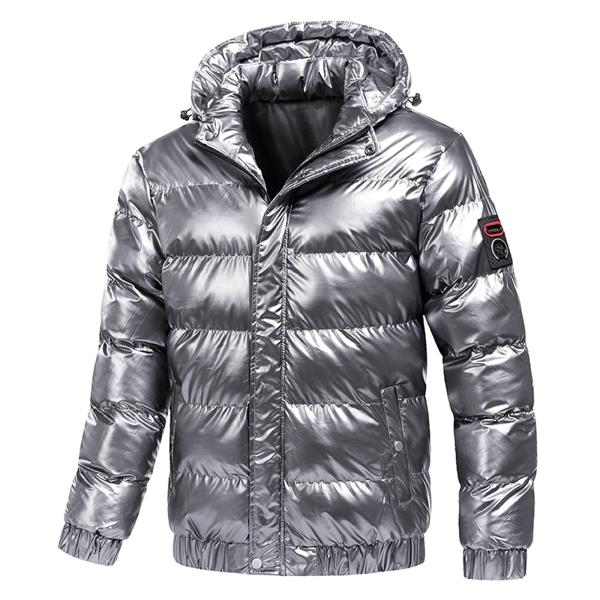 商品名:  AITEQY Metallic Shiny Puffer Jacket for Men with Removable Hood Big and Tall Full Zip Down Jacket Warm Padded Coat...