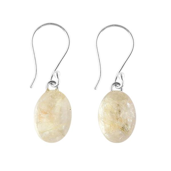 商品名DEVMUKTI Natural Golden Rutile Gemstone Dainty Earrings, 925 Sterling Silver, Handmade, Statement, Bohomian, Women Je...