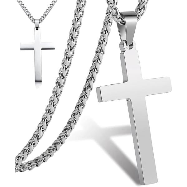 商品名WGLILO クロスネックレス メンズ クロスネックレス ステンレススチール クロスペンダントネックレス シンプルなジュエリーギフト クロスチェーンネックレス メンズ レディース ティーン ボーイズ 23.6インチ シルバー, ステン...