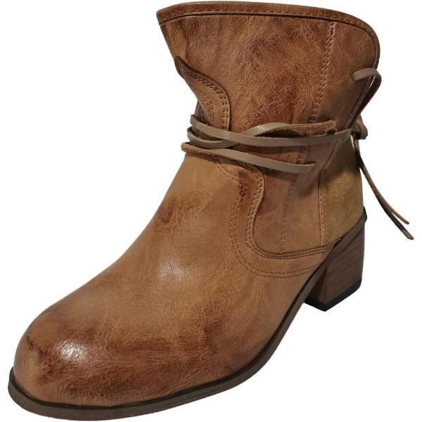 商品名Cfklopgg Ankle Boots for Women No Heel Comfort Womens Black Ankle Boots Low Heel Work Women's Leather Black Low Heel ...