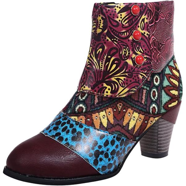 商品名SBGMoSJ Ankle Boots Wedge Heel Women's Ankle Boots Size 11 Wide Width Black Booties for Women Low Heel Leather Spring...