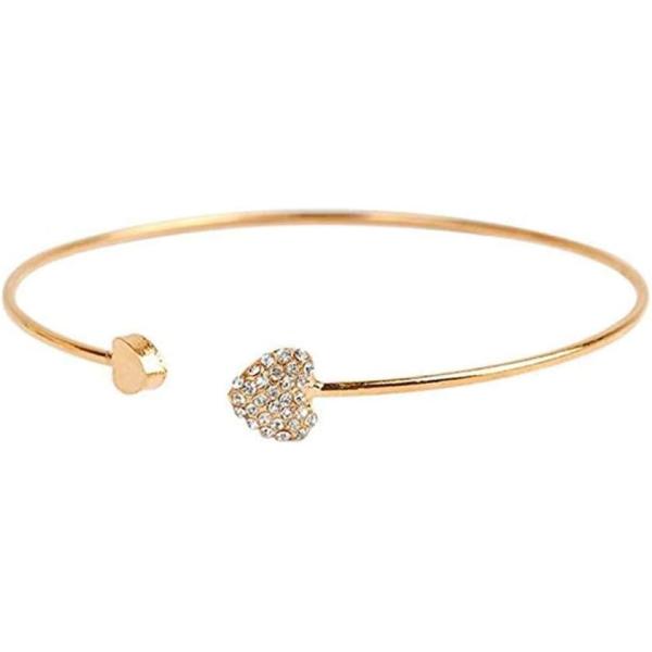 商品名Bracelets, Women's Crystal Love Heart Open Cuff Bangle Bracelet Gold Silver Tone Jewelry Gift Convenient and niceブランド...
