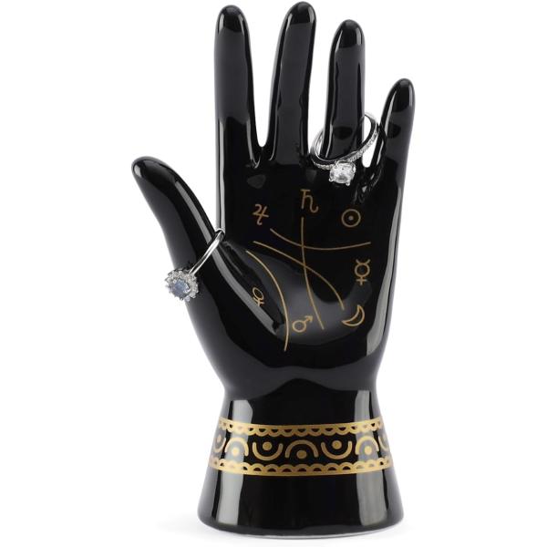商品名JOYIMARR ハンドリングホルダー パームリーダー ジュエリーホルダースタンド 魔女 神秘的なギフト 女性用 ブラック 手相占い 手元霊占い セラミックフィギュア 彫刻JOYIMARR Hand Ring Holder Palm ...