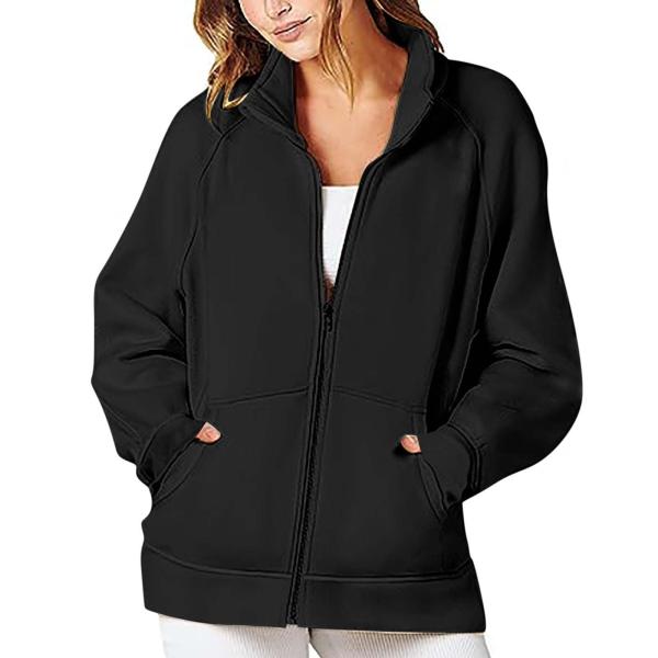 商品名:  Women's Full Zip Sweatshirt without Hood Oversized Short Jacket Loose Sport Coat Trendy Stand Collar Activewearブラン...