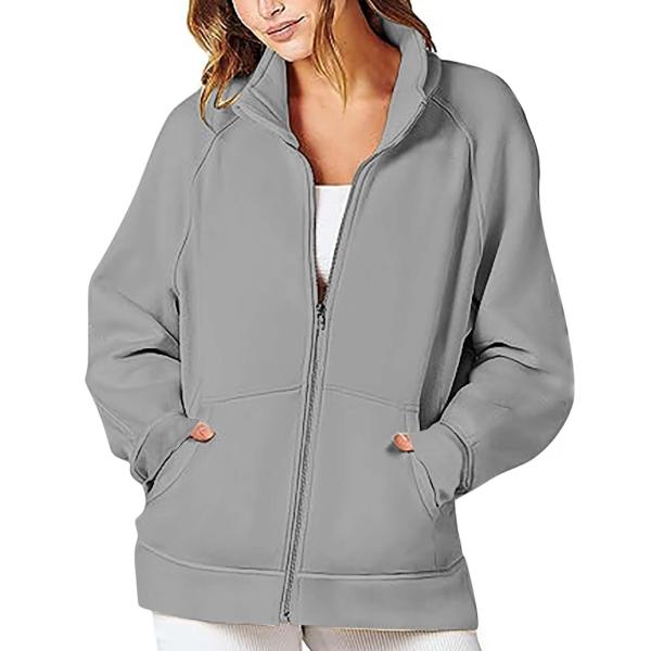 商品名:  Women's Full Zip Sweatshirt without Hood Oversized Short Jacket Loose Sport Coat Trendy Stand Collar Activewearブラン...
