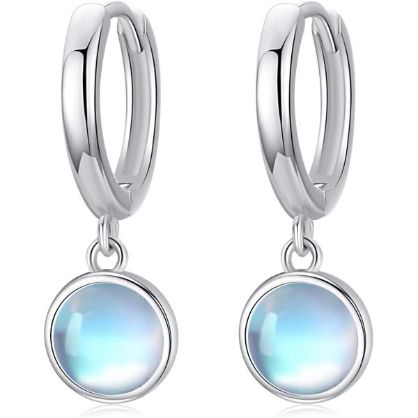 商品名Cuoka ムーンストーンピアス 925スターリングシルバー ムーンストーン ドロップダングルイヤリング ムーンストーン スモールフープイヤリング スクエアハギーイヤリング ジュエリーギフト レディース ガールズ, スターリングシルバ...