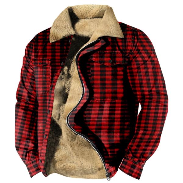 商品名:  LCMTWX Mens Fleece Shirt Wool Zip Up Plaid Fleece Lined Men Hooded Flannel Tie Dye Hoodie Men Plaid Coat Red Flann...