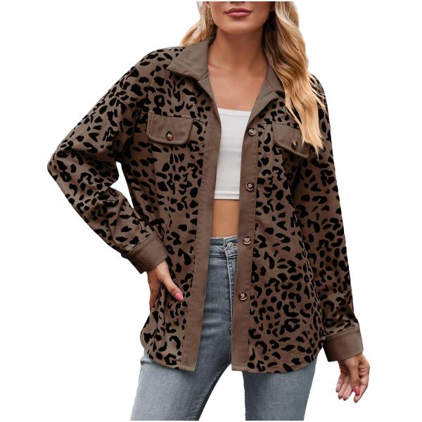 商品名:  SMIDOW cyber of monday deals 2023 teen girls Corduroy Shacket Jacket for Women Fashion Leopard Print Outerwear But...