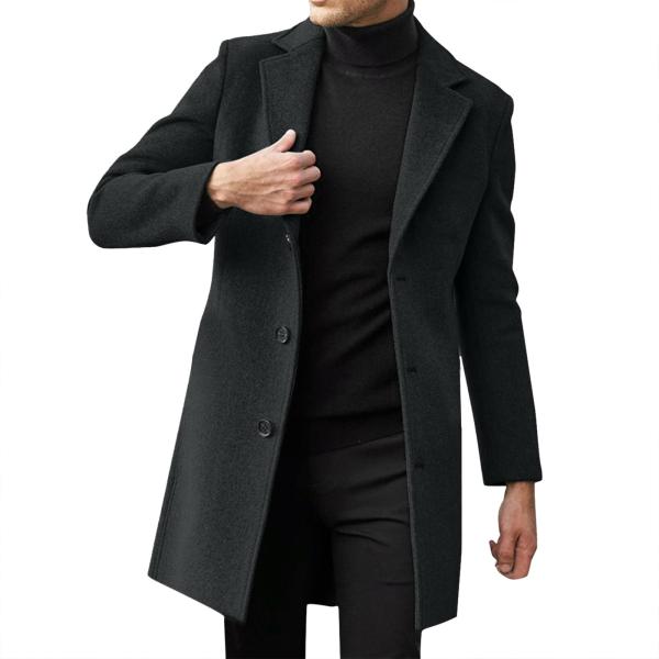 商品名:  ZYXTIM Men's Wool Blend Pea Coat Winter Long Single Breasted Classic Business Overcoat Top Winter Trench Coat Big ...