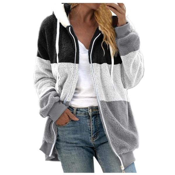商品名:  Sherpa Jacket Women Plus Size Long Oversized Fit Flannel Jacket Winter Zip Up Trench Coats For Women Warm Trendy S...