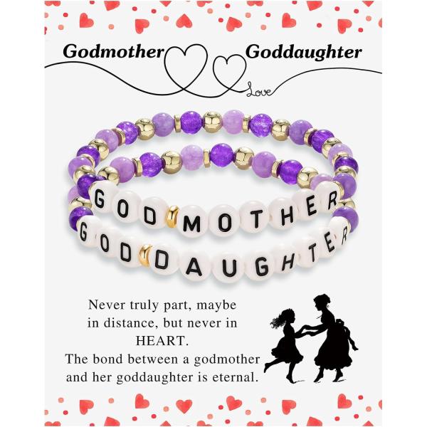 商品名FERVENT LOVE ゴッドマザープロポーズギフト ゴッドチャイルドからのゴッドマザーギフト ゴッドマザーからのゴッド娘ギフト ゴッドマザーゴッド娘マッチングブレスレット ストレッチビーズブレスレット FLBR03C, 宝石なし。...