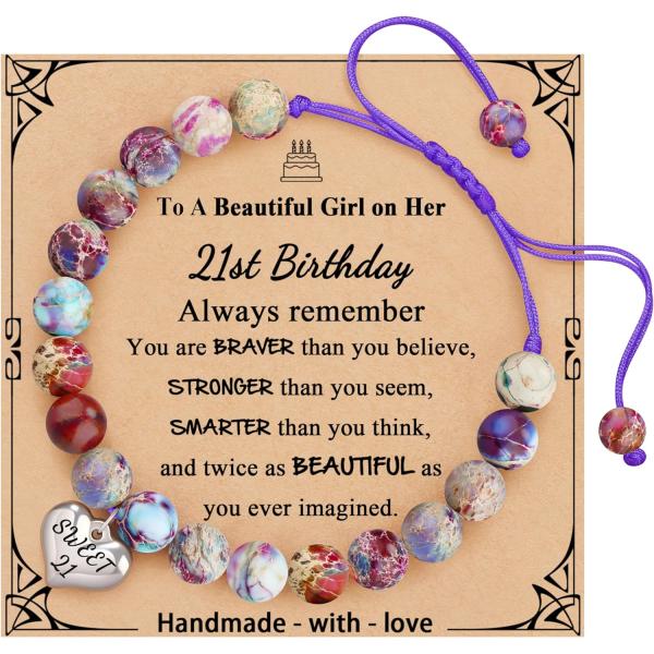 商品名JoycuFF 5-25歳の誕生日プレゼント 女の子向け カラフルな天然石ビーズブレスレット ユニークな誕生日ブレスレット ガールズ ティーン ガールズ レディース 姉妹 友達 5-25歳, IN, 石材, 宝石なし。JoycuFF ...