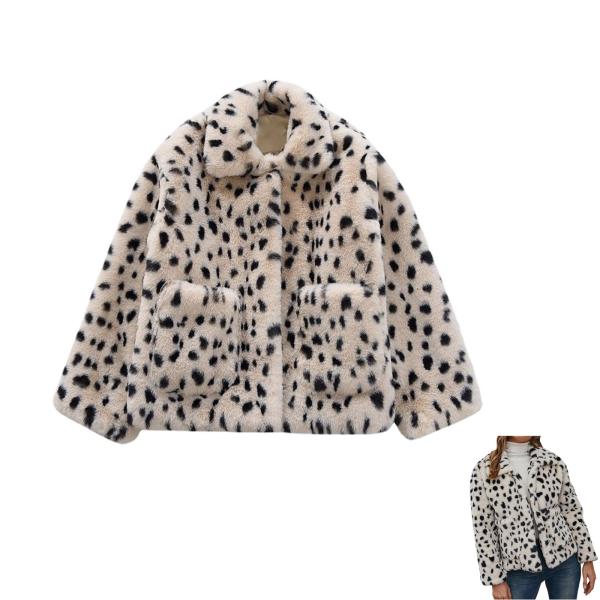 商品名:  LELEBEAR Dalmatian Jacket, Women's Winter Fashion Warm Fuzzy Coat Long Sleeve Sherpa Fleece Casual Outerwear (US, ...