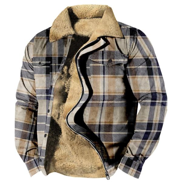 商品名:  Men's Flannel Shirts, Mens Leather Jacket 3/4 Length Faux Leather Fur Coat Warm Winter Long PU Leather Jacket Line...