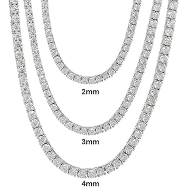 商品名SAVEARTH DIAMONDS ラウンドカット 人工モアッサナイトダイヤモンド 幅2mm~6mm テニスチェーンネックレス メンズ レディース 14Kホワイトゴールド 925スターリングシルバー(VVS1クラリティ、5.80カラッ...