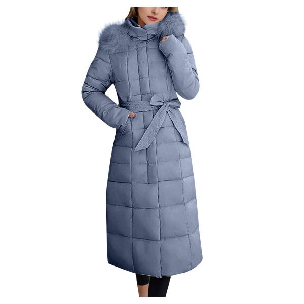 商品名:  Womens Long Quilted Coat Maxi Length Puffer Jacket Warm Padded Coat Fur Hooded Thick Winter Outerwear with Belt Gr...