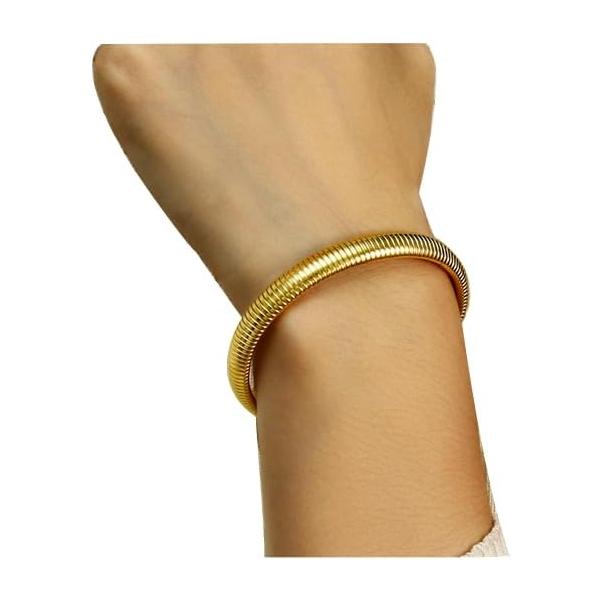 商品名A Golden Cloud Gold Bangle Bracelets For Women Non Tarnish 14k Gold Plated Stackable Chunky Gold Bracelet Set Stretch...