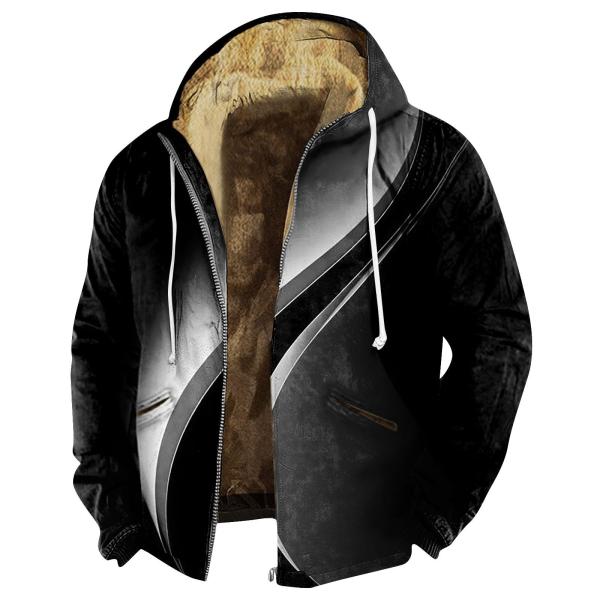 商品名:  Men Coats Winter With Hood Fleece Lined Zip Up Heated Coat Warm Casual Windbreaker Jacket Graphic Personality Prin...