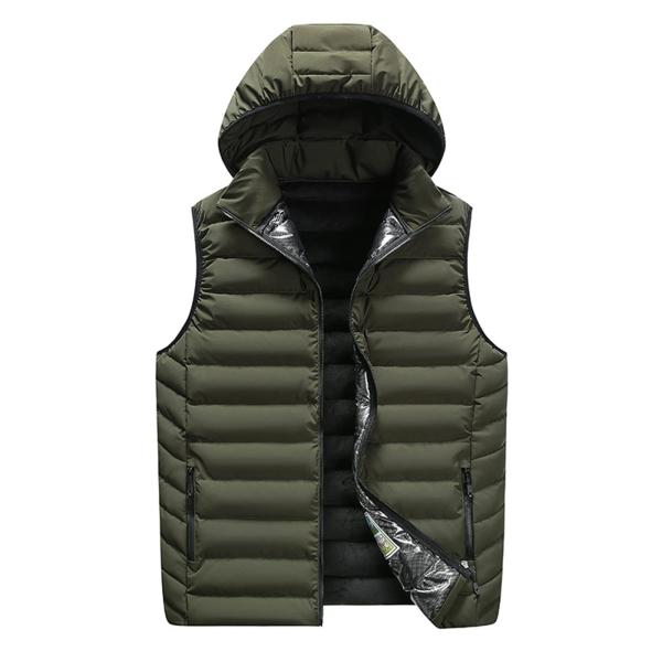商品名:  Ymosrh Men's Lightweight Jackets, Winter Warm Outdoor Padded Puffer Vest Thick Sleeveless Jacket With Hood Men Dow...