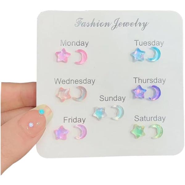 商品名アクリルネオンイヤリング 7個 レディース 星 月 スタッド イヤリング 三日月 イヤリング 樹脂 キャンディ カラー ネオンイヤリング レディース ガールズ ジュエリー ギフト, 亜鉛, 宝石なし7 PC Acrylic Neon ...