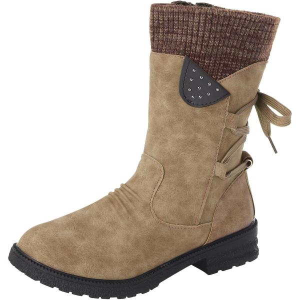 商品名SBGMoSJ Knee High Boots Wide Calf No Heel Fall Boots Women Knee High Wide Calf Suede Knee High Heeled Boots Brown Wom...